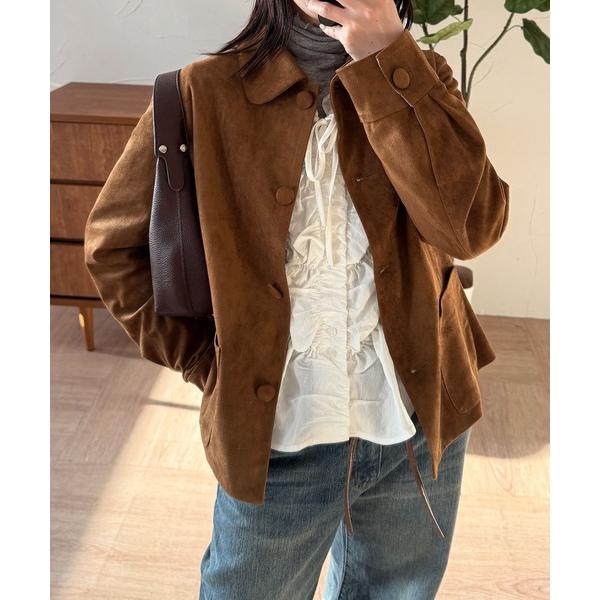 ZOZO問い合わせ番号:103356632ショップ:MUHET，ミュエータブランド:MUHET，ミュエータ商品名:faux-suede shirt jacket / フェイクスエードシャツジャケットカテゴリ:ジャケット/アウター>ブル...