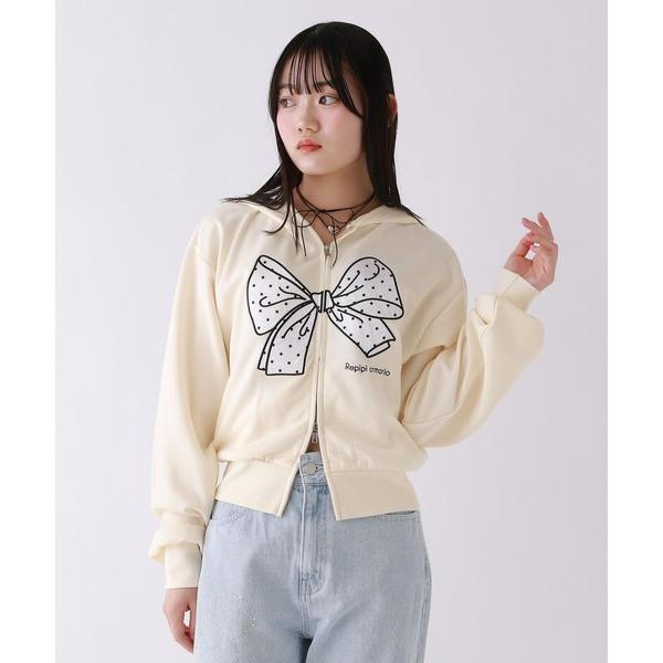 ZOZO問い合わせ番号:103356791ショップ:repipi armario，レピピアルマリオブランド:repipi armario，レピピ アルマリオ，10C REPIPI，ジューシーレピピ商品名:BIGリボンWZIPパーカーカテゴリ...
