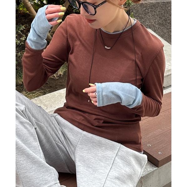 ZOZO問い合わせ番号:103394671ショップ:ISOOK，アイスーブランド:ISOOK，アイスー商品名:【ISOOK / アイスー】配色クルーネックシアーロンT / 長袖 Tシャツ トップス レイヤード バイカラー 無地 春 春トップ...