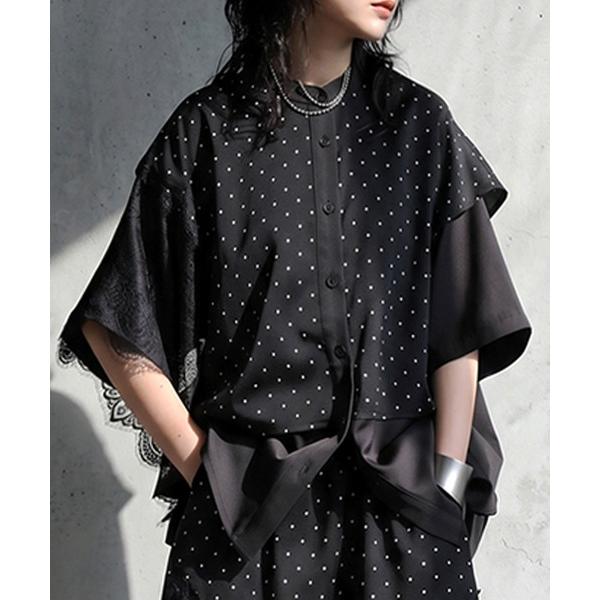 ZOZO問い合わせ番号:103395114ショップ:antiqua，アンティカブランド:antiqua，アンティカ商品名:ドット柄 レース切替 レイヤード風 シャツカテゴリ:トップス>シャツ/ブラウスブランド品番:PK-01393素材...