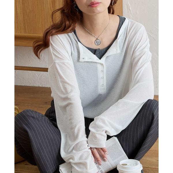 ZOZO問い合わせ番号:103396759ショップ:MONO-MART，モノマートブランド:MONO-MART，モノマート商品名:【anyway.シリーズ】フローティ シアー ヘンリーネック 2WAYトップス ＜スマートウォッシュ＞カテゴリ...