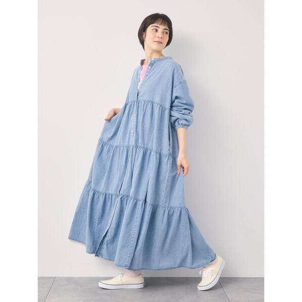 ZOZO問い合わせ番号:103434097ショップ:Samansa Mos2，サマンサ モスモスブランド:Samansa Mos2，サマンサ モスモス商品名:【オーガニックコットン】デニムティアードワンピースカテゴリ:ワンピース/ドレス&g...