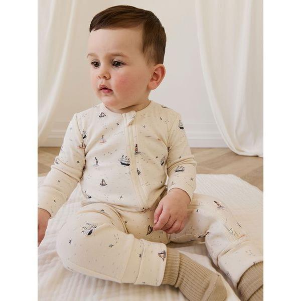 ※このアイテムは返品・交換対象外商品です。ZOZO問い合わせ番号:103434877ショップ:JAMIE KAY，ジェイミーケイブランド:JAMIE KAY，ジェイミーケイ商品名:長袖前あきロンパース Sailing Day／オーガニックコ...