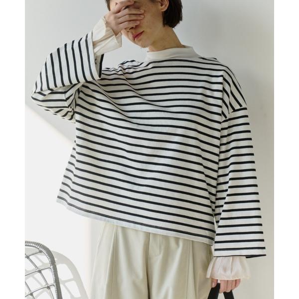 ZOZO問い合わせ番号:103435004ショップ:YARD PLUS/AUNT MARIE'S，ヤードプリュス/アントマリーズブランド:Libra Cue，リブラ キュー商品名:ワイドカフボーダーカットソーカテゴリ:トップス>Tシャ...