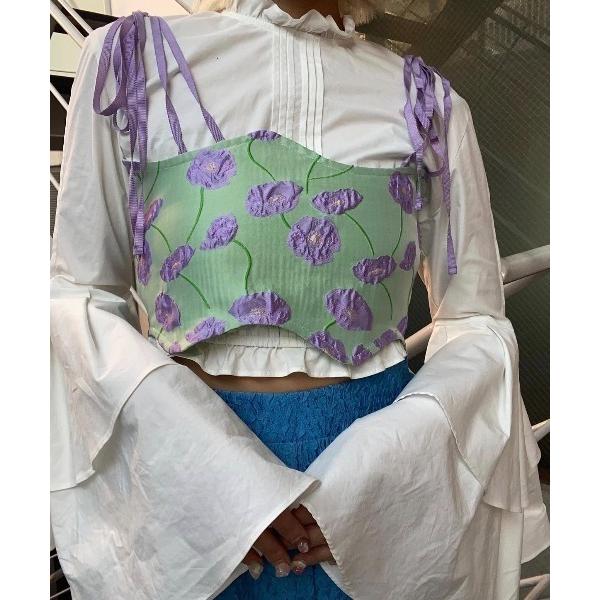 ZOZO問い合わせ番号:103507004ショップ:VIBGYOR，ヴィブジョーブランド:ENCLOSURE，エンクロージャー，VIBGYOR，ヴィブジョー商品名:【ENCLOSURE】Flower wave bustierカテゴリ:トップ...