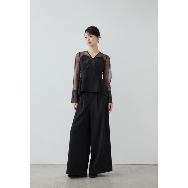 ZOZO問い合わせ番号:103507070ショップ:bflat，ビーフラットブランド:niana，ニアナ，ANDRESD，アンドレスド商品名:刺繍ペプラムブラウスセットアップドレス 2点セット パンツドレス セパレート 結婚式 成人式 二次...