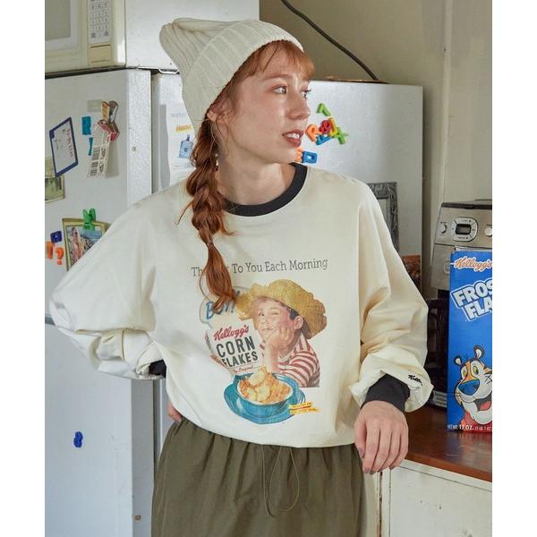 『タイムセール実施中』参考価格：4，400円発売時期：2024年09月コンディション：B（目立つ使用感なし）使用感が少ない、または気にならないアイテム首周り・袖口：色あせ参考商品名：【KELLOGG’S】別注 ケロッグ ヴィンテージプリント...