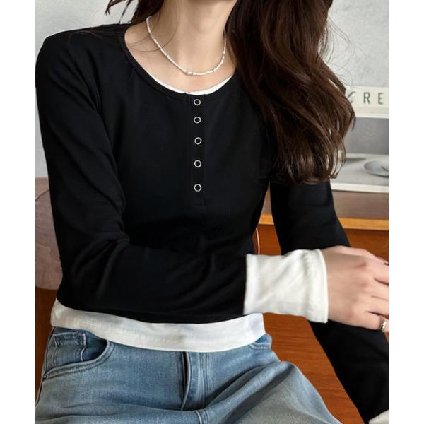 『タイムセール実施中』ZOZO問い合わせ番号:103527287ショップ:Ada.，エイダブランド:Eclat one，エクラワン，Ada.，エイダ商品名:【Eclat one】フェイクレイヤード ヘンリーネック カットソーカテゴリ:トップ...