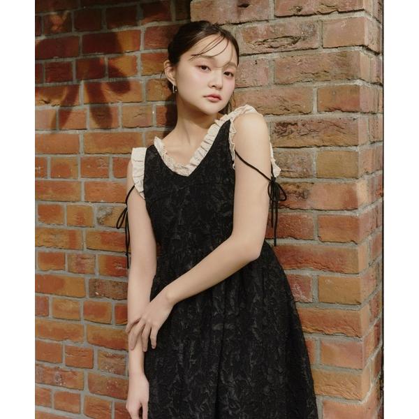 ZOZO問い合わせ番号:103544563ショップ:Olu.，オルドットブランド:Olu.，オルドット商品名:フリルリボンジャガードワンピースカテゴリ:ワンピース/ドレス>ワンピースブランド品番:OL26FCA13素材:表地: ポリエ...