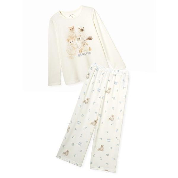 ZOZO問い合わせ番号:103544655ショップ:gelato pique，ジェラート　ピケブランド:gelato pique，ジェラートピケ商品名:【JUNIOR】フラワーキャット柄プルオーバー＆ロングパンツセットカテゴリ:ルームウェア...