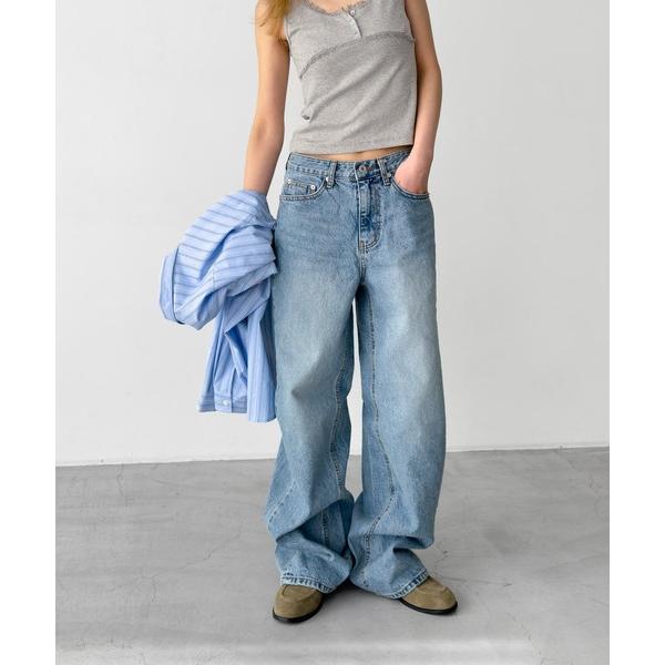 『タイムセール実施中』ZOZO問い合わせ番号:103545583ショップ:CANAL JEAN，キャナルジーンブランド:CANAL JEAN，キャナルジーン，El mar，エルマール商品名:El mar　ローウエストワイドレッグデニムパンツ...