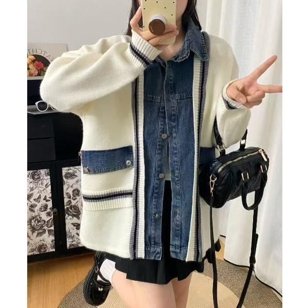 『タイムセール実施中』ZOZO問い合わせ番号:103546687ショップ:Ada.，エイダブランド:Lips，リップス商品名:ニットドッキング　デニムシャツジャケット/身頃ニットカテゴリ:トップス>カーディガン/ボレロブランド品番:J...