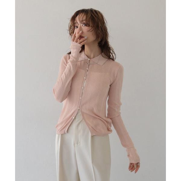 ZOZO問い合わせ番号:103547415ショップ:unit lab，ユニットラボブランド:CLEIO，クレイオ商品名:【CLEIO】ランダムリブスパンコールシアーポロニット RANDOM RIB SEQUIN SHEER POLO KNI...