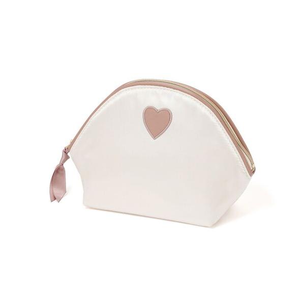 ZOZO問い合わせ番号:103584388ショップ:Francfranc，フランフランブランド:Francfranc，フランフラン商品名:ハートワッペン サテンポーチ S アイボリー ポケット付き 化粧ポーチ コスメ収納 コンパクトカテゴリ...
