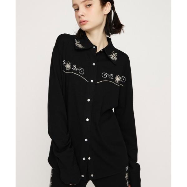 ZOZO問い合わせ番号:103585525ショップ:SLY，スライブランド:SLY，スライ商品名:WESTERN STUDS KNIT SHIRT ウェスタンスタッズニットシャツ 春服カテゴリ:トップス>ニット/セーターブランド品番:...