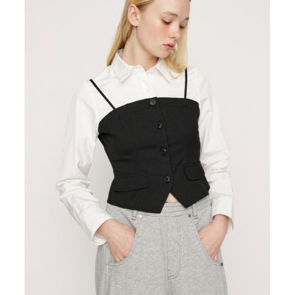 ZOZO問い合わせ番号:103585539ショップ:SLY，スライブランド:SLY，スライ商品名:BUSTIER LAYERED LIKE SH TOPS ビスチェレイヤードライクシャツトップス 春服カテゴリ:トップス>シャツ/ブラウ...