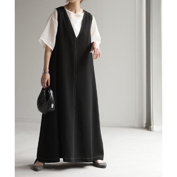 ZOZO問い合わせ番号:103586377ショップ:HUG.U，ハグユーブランド:HUG.U，ハグユー商品名:配色ステッチ 深V ワンピースカテゴリ:ワンピース/ドレス>ジャンパースカートブランド品番:d533素材:表地: ポリエステ...