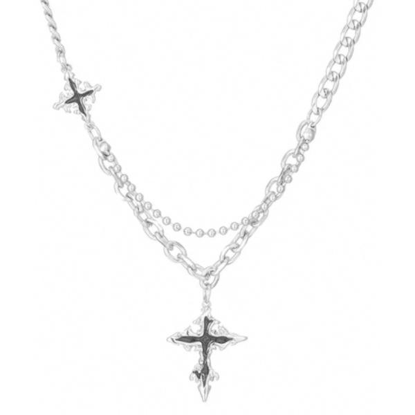 ZOZO問い合わせ番号:103588590ショップ:A'GEM/9 × .kom，エージェムナインブランド:ARULE，アルール商品名:『ARULE/アルール』 Double Cross Chain Necklace/ダブルクロスチェーンネ...