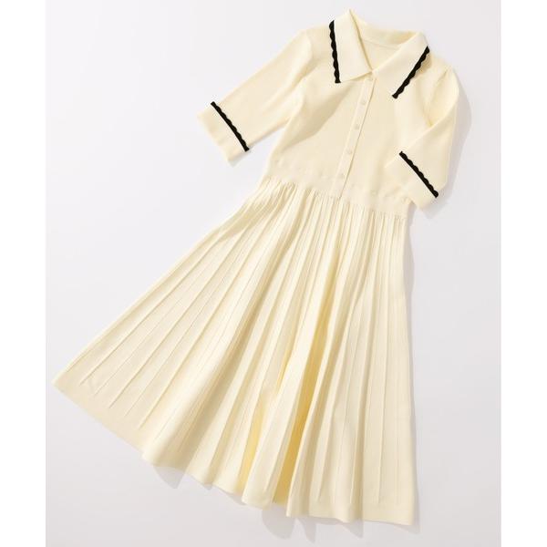 ZOZO問い合わせ番号:103588902ショップ:STRAWBERRY-FIELDS，ストロベリーフィールズブランド:STRAWBERRY-FIELDS，ストロベリーフィールズ商品名:エレナポリー_スカラップバイカラーニットワンピースカテ...