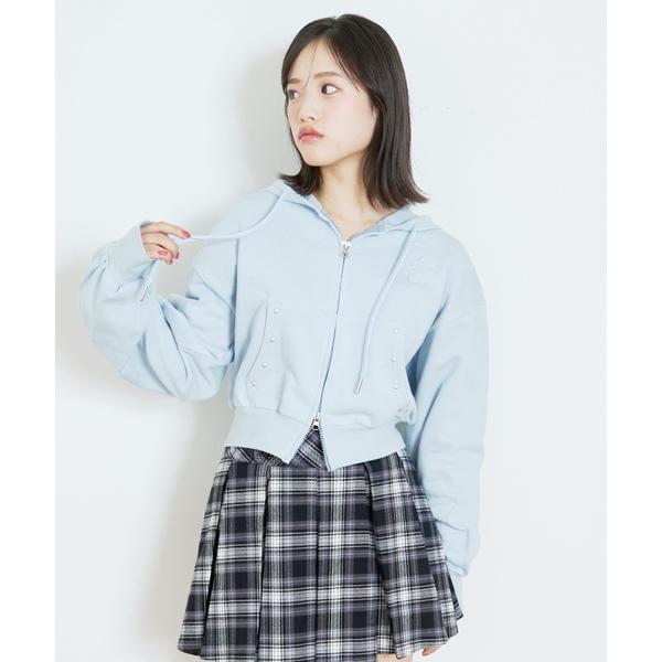 ZOZO問い合わせ番号:103624993ショップ:NARUMIYA ONLINE，ナルミヤ オンラインブランド:LOVETOXIC，ラブトキシック商品名:【LTXC/綿100%/セット可】スタッズZIPパーカーカテゴリ:トップス>パ...