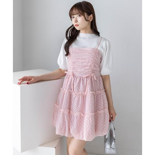 『セール実施中』ZOZO問い合わせ番号:103626580ショップ:clear，クリアブランド:clear，クリア商品名:チェック柄ドロストリボンミニワンピース［骨格ウェーブ/ギャザー/フレア/フェミニン/春夏］カテゴリ:ワンピース/ドレス...