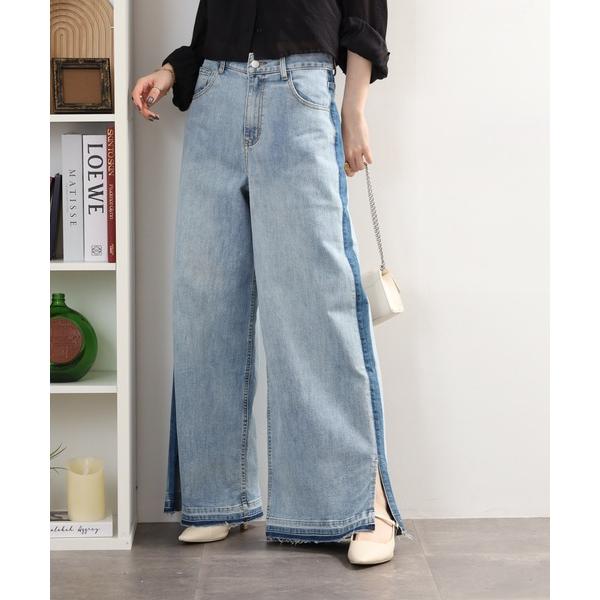 ZOZO問い合わせ番号:103626823ショップ:FUNALIVE，ファンアライブブランド:FUNALIVE，ファンアライブ商品名:je crois soi スリット入り　ストレッチワイドデニムパンツカテゴリ:パンツ>デニムパンツブ...