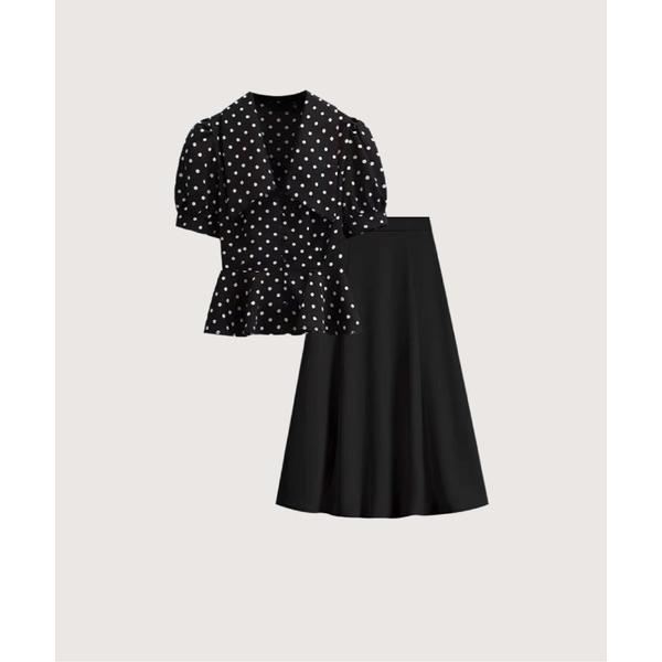 ZOZO問い合わせ番号:103627292ショップ:P L U M STORE，プラム ストアブランド:LA POMME petit，ラポミ・プチ商品名:Puff Sleeve Dots Set Upカテゴリ:ジャケット/アウター>セ...