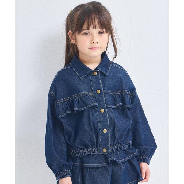 ZOZO問い合わせ番号:103627558ショップ:pairmanon，ペアマノンブランド:pairmanon，ペアマノン，coucou manon，ククゥ マノン商品名:ガールズ フリル 裾ゴム デニムジャケットカテゴリ:ジャケット/アウ...