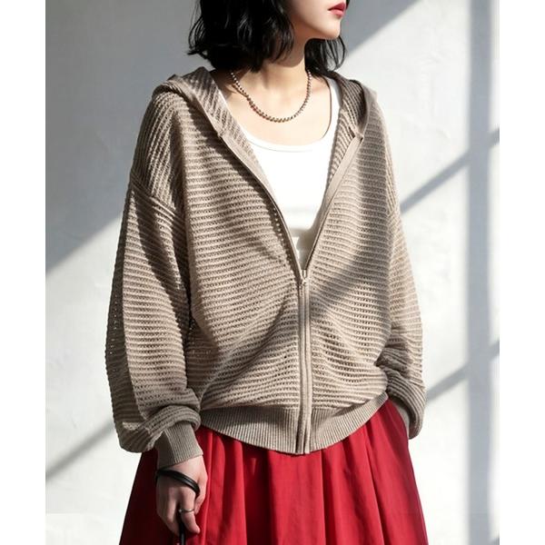 ZOZO問い合わせ番号:103627928ショップ:antiqua，アンティカブランド:antiqua，アンティカ商品名:透かし編み ニット パーカーカテゴリ:トップス>パーカーブランド品番:PN-00612素材:レーヨン89%　ナイ...