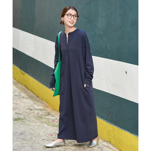 ZOZO問い合わせ番号:103628744ショップ:FREAK'S STORE，フリークスストアブランド:FREAK'S STORE，フリークスストア商品名:限定展開　USA コットン ヘンリーネック ロング スリーブ ワンピースカテゴリ:...