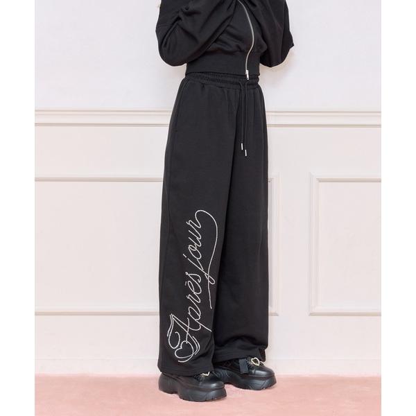 ZOZO問い合わせ番号:103634447ショップ:apres jour，アプレジュールブランド:apres jour，アプレジュール商品名:【セット着用可能】ラインストーンロゴスウェットパンツカテゴリ:パンツ>スウェットパンツブラン...