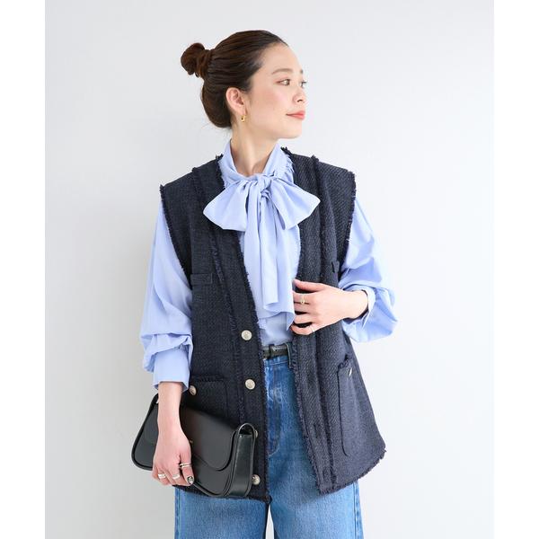 ZOZO問い合わせ番号:103638114ショップ:JOINT WORKS，ジョイントワークスブランド:B.C STOCK，ベーセーストック，Simplicite，サンプリシテ商品名:ウォッシャブル / 前開きツイードベストカテゴリ:ジャケ...