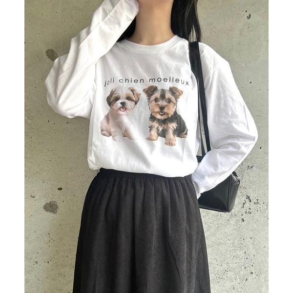 『タイムセール実施中』ZOZO問い合わせ番号:103666356ショップ:merrylatte，メリーラテブランド:etta，エタ商品名:DOGプリントロンT／長袖Tシャツカテゴリ:トップス>Tシャツ/カットソーブランド品番:e-39...