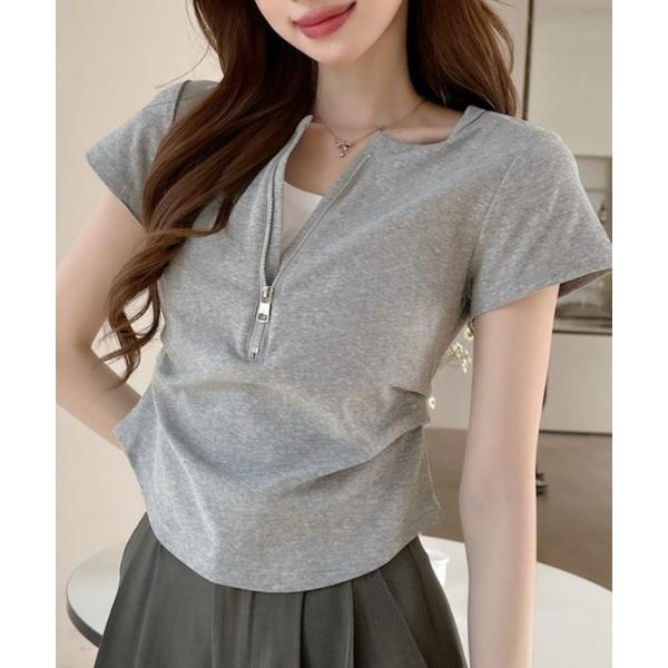 『タイムセール実施中』ZOZO問い合わせ番号:103666832ショップ:Ada.，エイダブランド:Ada.，エイダ商品名:サイドタック フロントジップアップ 半袖Teeカテゴリ:トップス>Tシャツ/カットソーブランド品番:ada32...