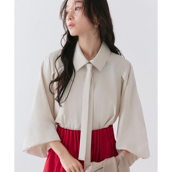 ZOZO問い合わせ番号:103668019ショップ:RUIRUE BOUTIQUE，ルイルエブティックブランド:RUIRUE BOUTIQUE，ルイルエブティック商品名:洗える/2WAY ｜ ラグランタックスリーブ ボウタイブラウス ｜ ブ...