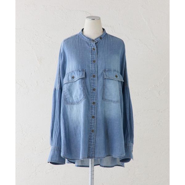 ZOZO問い合わせ番号:103668545ショップ:PUAL CE CIN，ピュアルセシンブランド:PUAL CE CIN，ピュアルセシン商品名:シアーデニムバンドカラーシャツカテゴリ:トップス>シャツ/ブラウスブランド品番:0261...