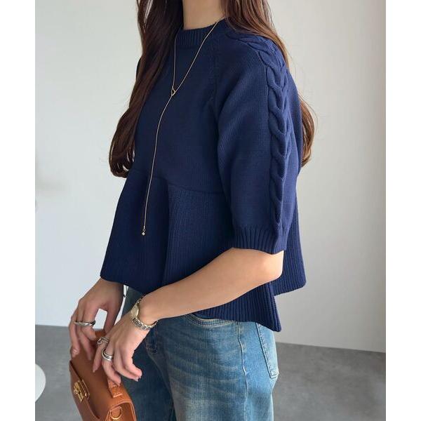 『タイムセール実施中』ZOZO問い合わせ番号:103668689ショップ:kobelettuce，コウベレタスブランド:KOBE LETTUCE，コウベレタス商品名:ケーブルスリーブペプラムニットトップスカテゴリ:トップス>ニット/セ...