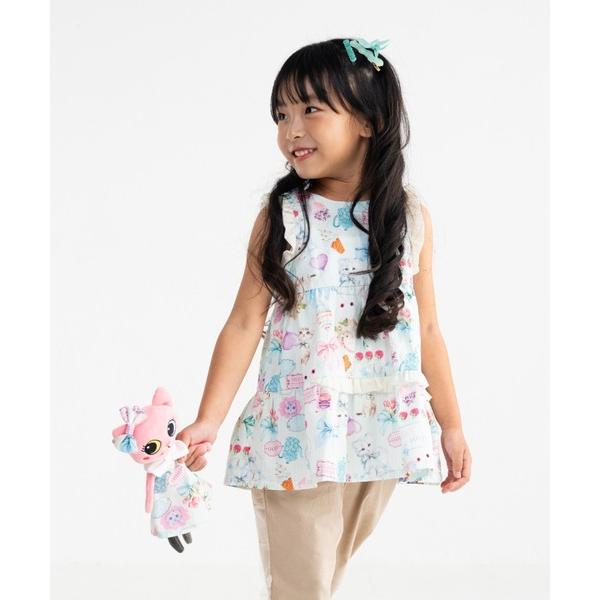 ZOZO問い合わせ番号:103704152ショップ:Wonder apartment，ワンダーアパートメントブランド:nino，ニノ商品名:ミントストライプねこプリント　ティアードブラウスカテゴリ:トップス>シャツ/ブラウスブランド品...