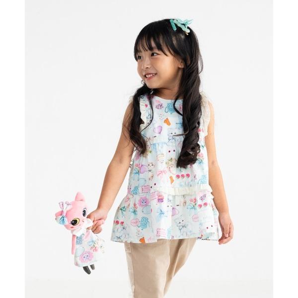 ZOZO問い合わせ番号:103704153ショップ:Wonder apartment，ワンダーアパートメントブランド:nino，ニノ商品名:ミントストライプねこプリント　ティアードブラウスカテゴリ:トップス>シャツ/ブラウスブランド品...