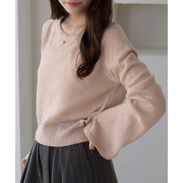 ZOZO問い合わせ番号:103704701ショップ:apres jour，アプレジュールブランド:apres jour clair，アプレジュールクレア商品名:【apres jour clair】スパンコールラメシアーニットカテゴリ:トップ...