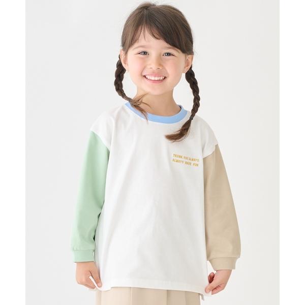 ZOZO問い合わせ番号:103740914ショップ:petit main，プティマインブランド:petit main，プティマイン商品名:【食品防汚】配色ゆるっと長袖Tシャツカテゴリ:トップス>Tシャツ/カットソーブランド品番:956...