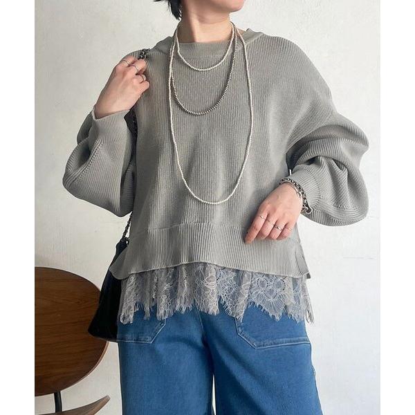 ZOZO問い合わせ番号:103778129ショップ:un dix cors，アンディコールブランド:un dix cors，アンディコール商品名:裾レースニットレイヤードプルオーバーカテゴリ:トップス>ニット/セーターブランド品番:U...