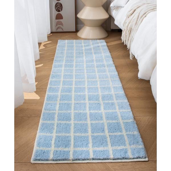 『セール実施中』ZOZO問い合わせ番号:103778190ショップ:Teem Store，チームストアブランド:pyornim，ピョルニム商品名:【26年春夏新作】40×120cm 手書き線 横長ラグマット　チェック　ボーダーカテゴリ:イン...