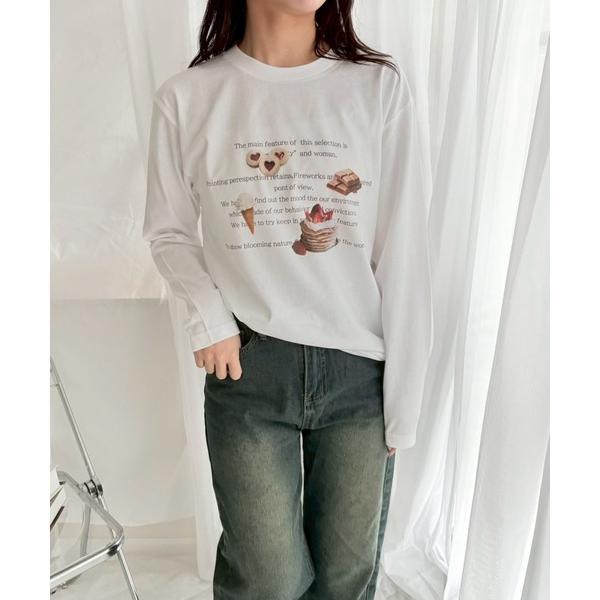 『タイムセール実施中』ZOZO問い合わせ番号:103778708ショップ:merrylatte，メリーラテブランド:etta，エタ商品名:スイーツモチーフロンT／長袖Tシャツカテゴリ:トップス>Tシャツ/カットソーブランド品番:e-6...