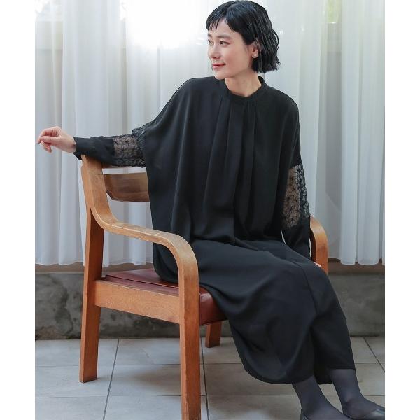 『タイムセール実施中』ZOZO問い合わせ番号:103779115ショップ:nissen，ニッセンブランド:Neina，ネイナ商品名:【喪服・礼服】洗える防しわ　袱紗も入るポケット仕様北陸刺繍使い前開きコクーンシルエットワンピース〔Neina...