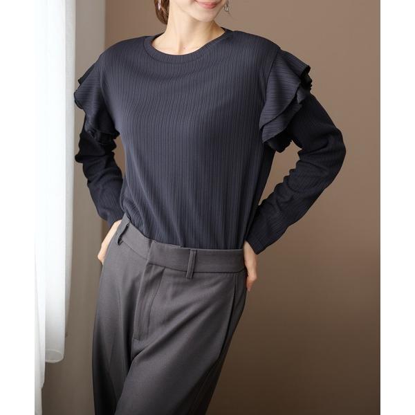 ZOZO問い合わせ番号:103779205ショップ:Lace Ladies，レースレディースブランド:DAYRA，デイラ商品名:袖フリル ランダム プリーツ 長袖 トップスカテゴリ:トップス>Tシャツ/カットソーブランド品番:DAT0...