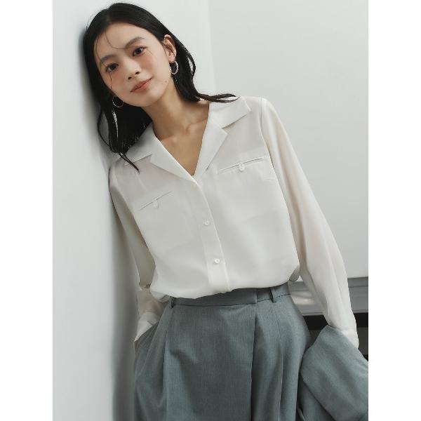 ZOZO問い合わせ番号:103809550ショップ:anuans，アニュアンスブランド:anuans，アニュアンス商品名:セミシアーオープンカラーブラウスカテゴリ:トップス>シャツ/ブラウスブランド品番:1526110049-0素材:...