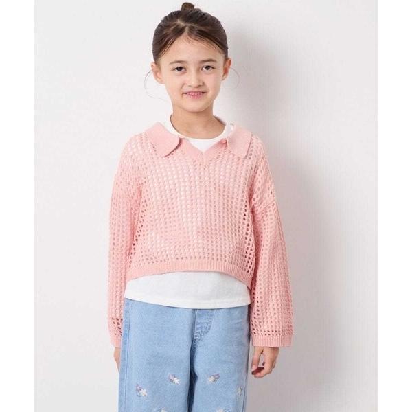 ZOZO問い合わせ番号:103815055ショップ:a.v.v，アー・ヴェ・ヴェブランド:a.v.v，アーヴェヴェ商品名:[120-160][ママとお揃いコーデが叶う]襟付きメッシュニットレイヤードトップスカテゴリ:トップス>ニット/...