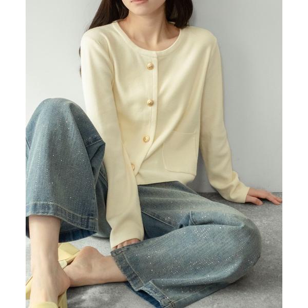 ZOZO問い合わせ番号:103815703ショップ:by muni:r，バイ ムニールブランド:on:nue，オンニュ商品名:【on:nue】[着用動画あり！] ゴールド釦ニットカーディガン /2026 SS COLLECTIONカテゴリ:...