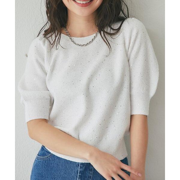 ZOZO問い合わせ番号:103816187ショップ:La boutique BonBon，ラブティックボンボンブランド:La boutique BonBon，ラブティックボンボン商品名:【お上品きらきら】ブークレスパンコールパフスリーブニッ...